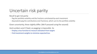 Risk Parity with Uncertain Risk Contributions | PDF