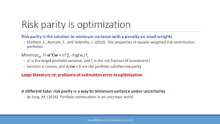 Risk Parity with Uncertain Risk Contributions | PDF