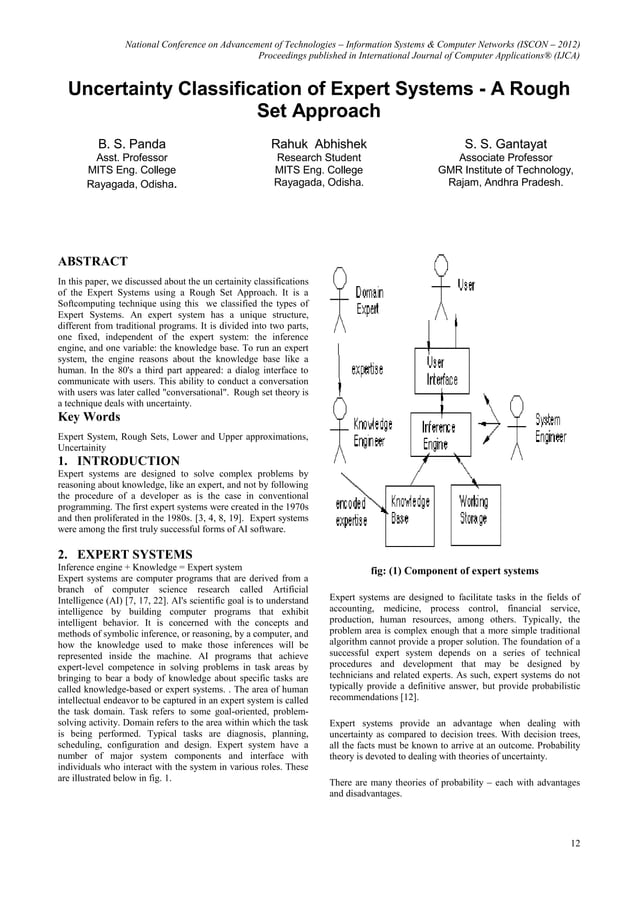 Uncertainty classification of expert systems a rough set approach | PDF