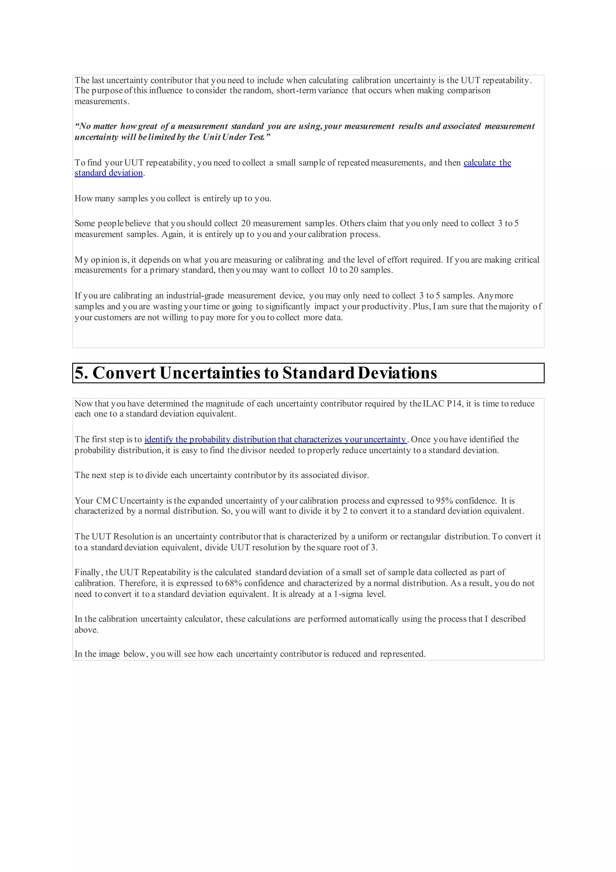 Uncertainty measurement calculation | DOCX