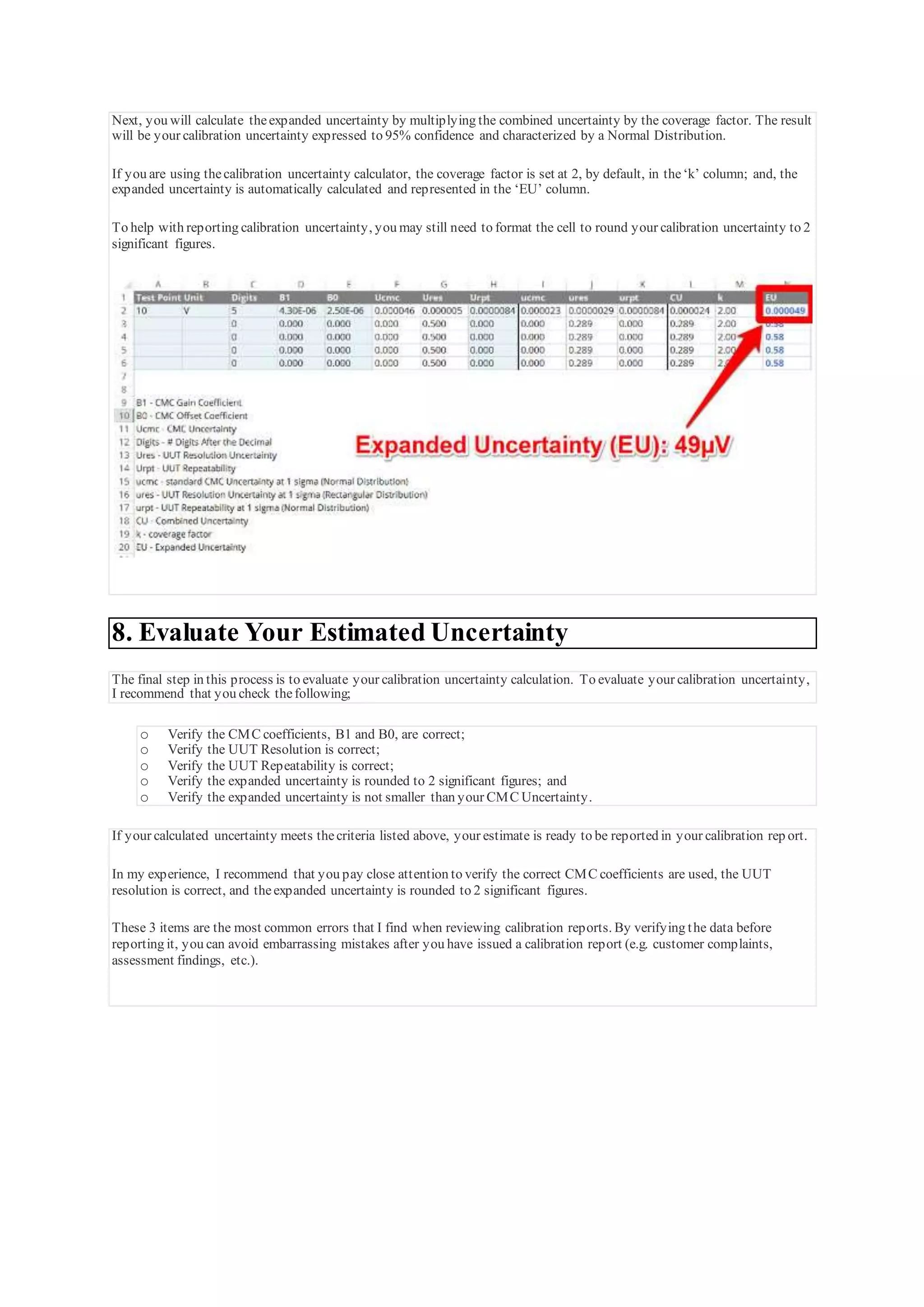 Uncertainty measurement calculation | DOCX