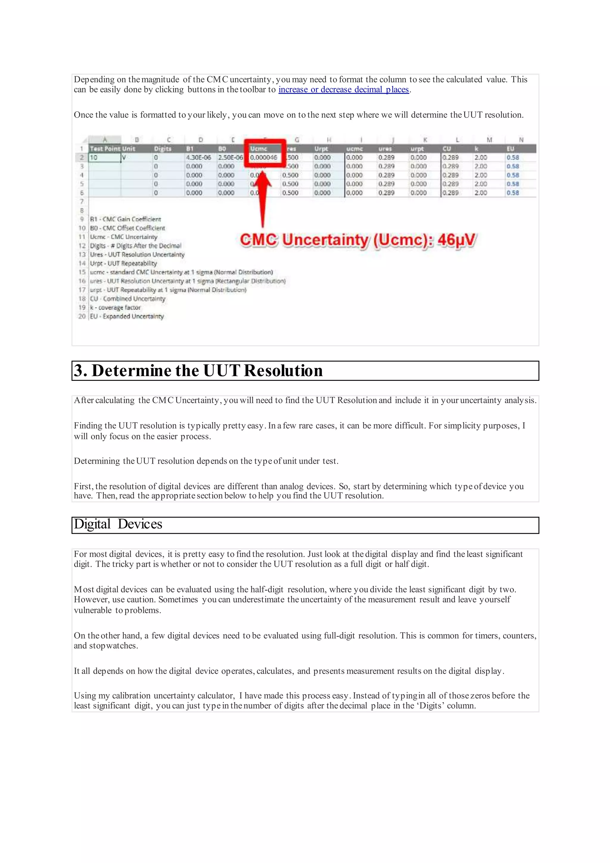 Uncertainty measurement calculation | DOCX