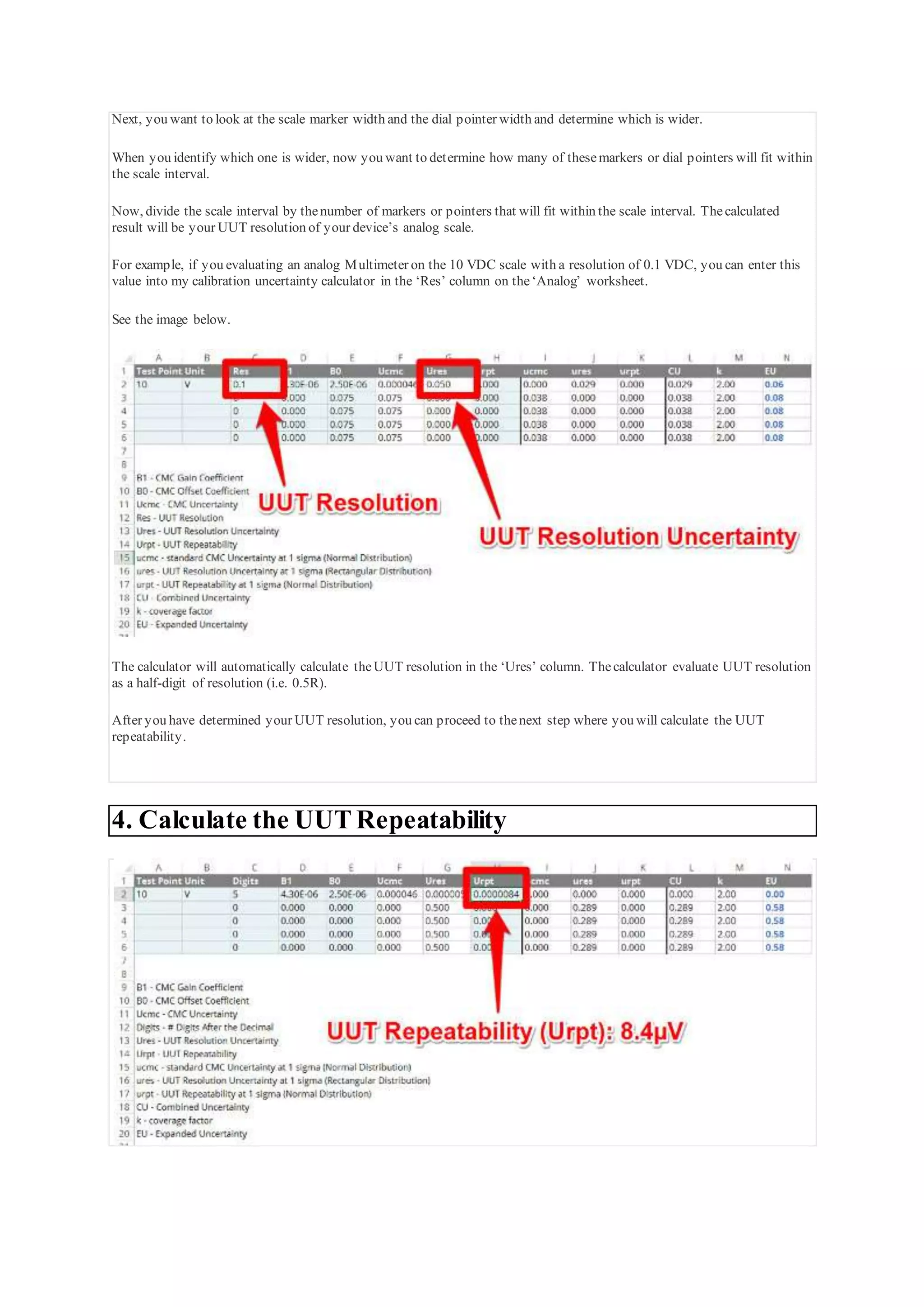Uncertainty measurement calculation | DOCX