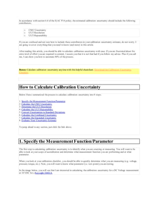 Uncertainty measurement calculation | PDF
