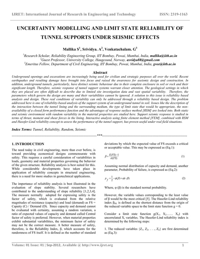 Uncertainty modelling and limit state reliability of | PDF | Geology ...