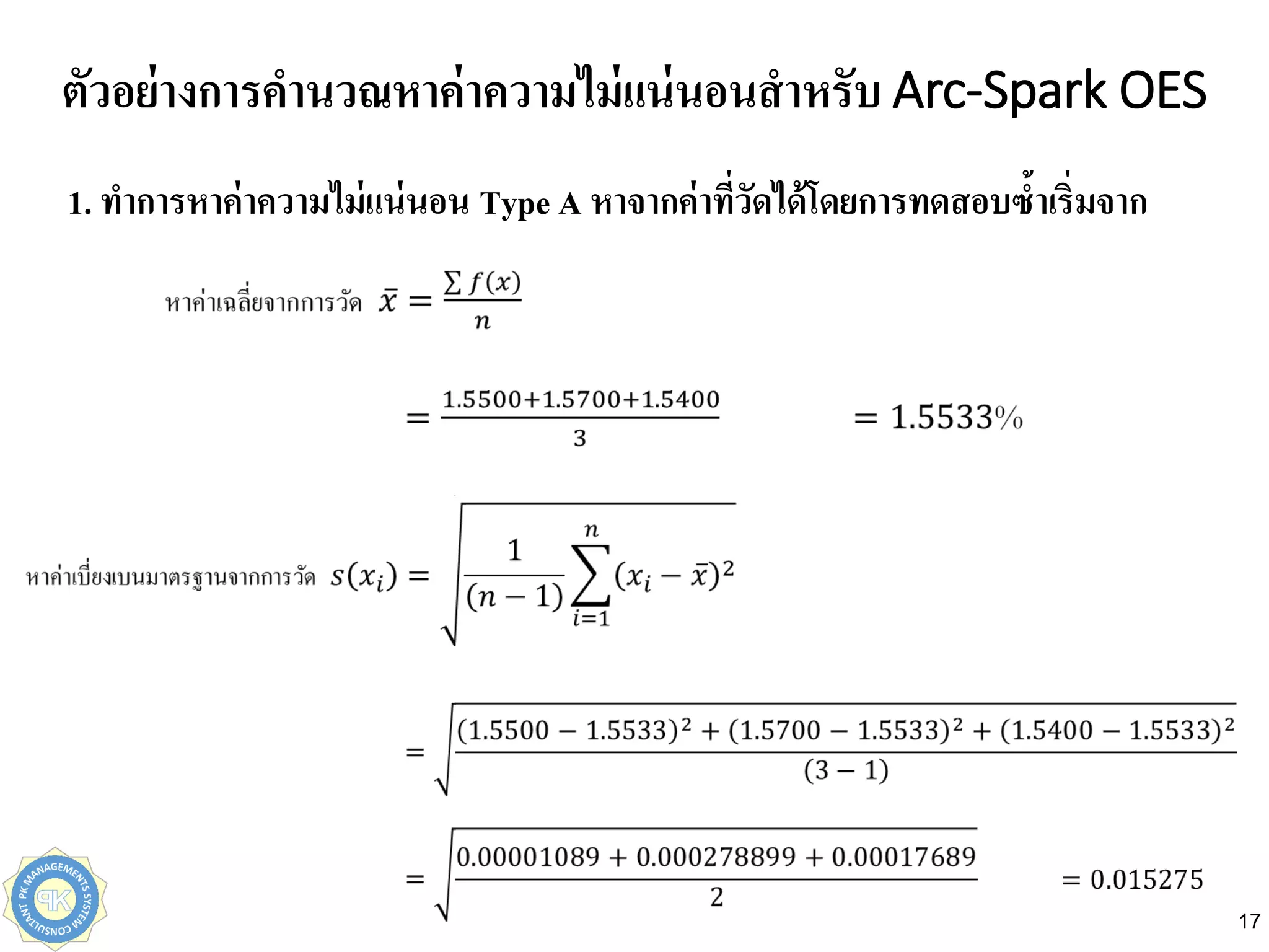 ความไม่แน่นอนของการวัด (Uncertainty of Measurements) สำหรับการวิเคราะห์ ...