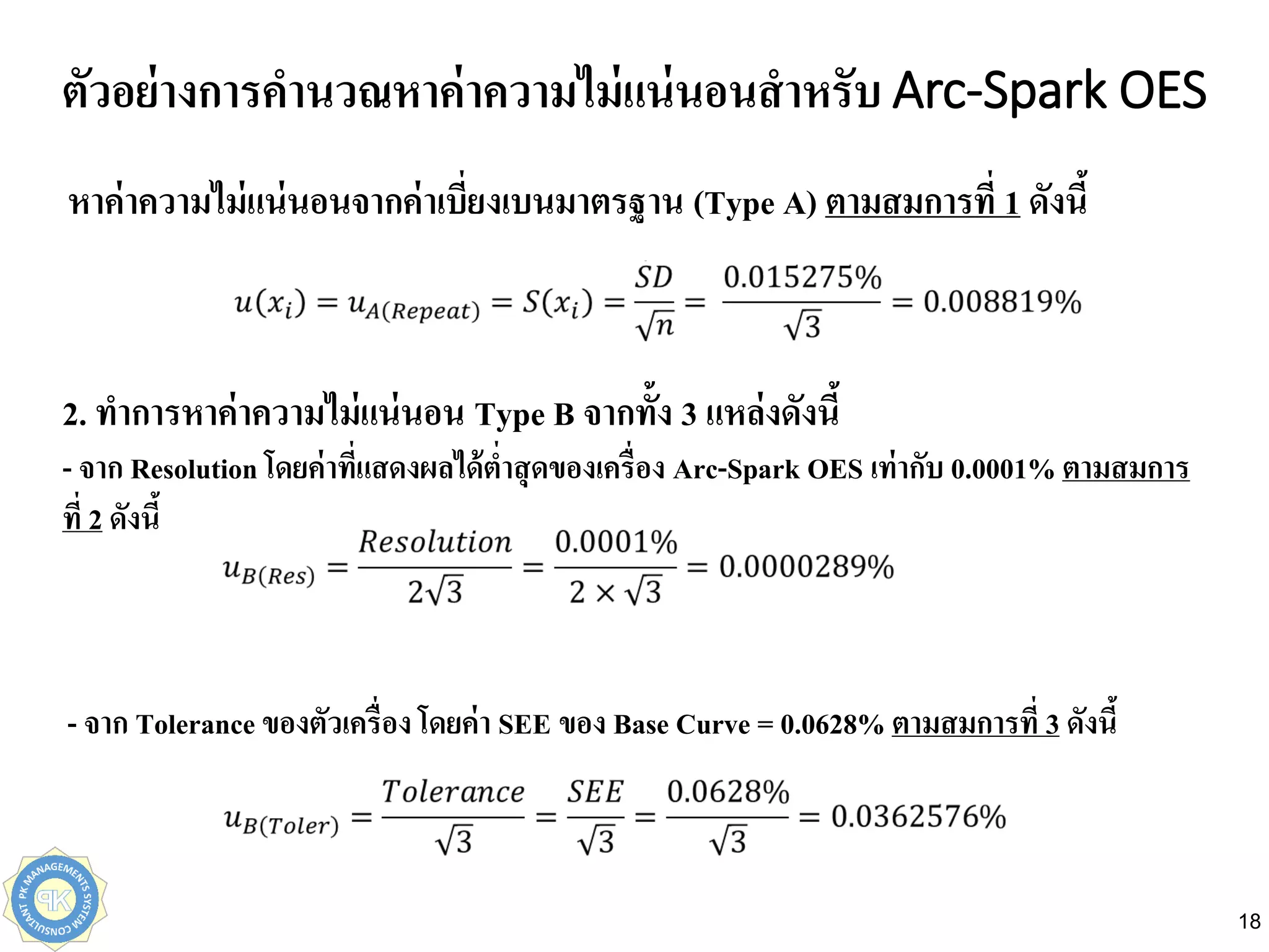 ความไม่แน่นอนของการวัด (Uncertainty of Measurements) สำหรับการวิเคราะห์ ...