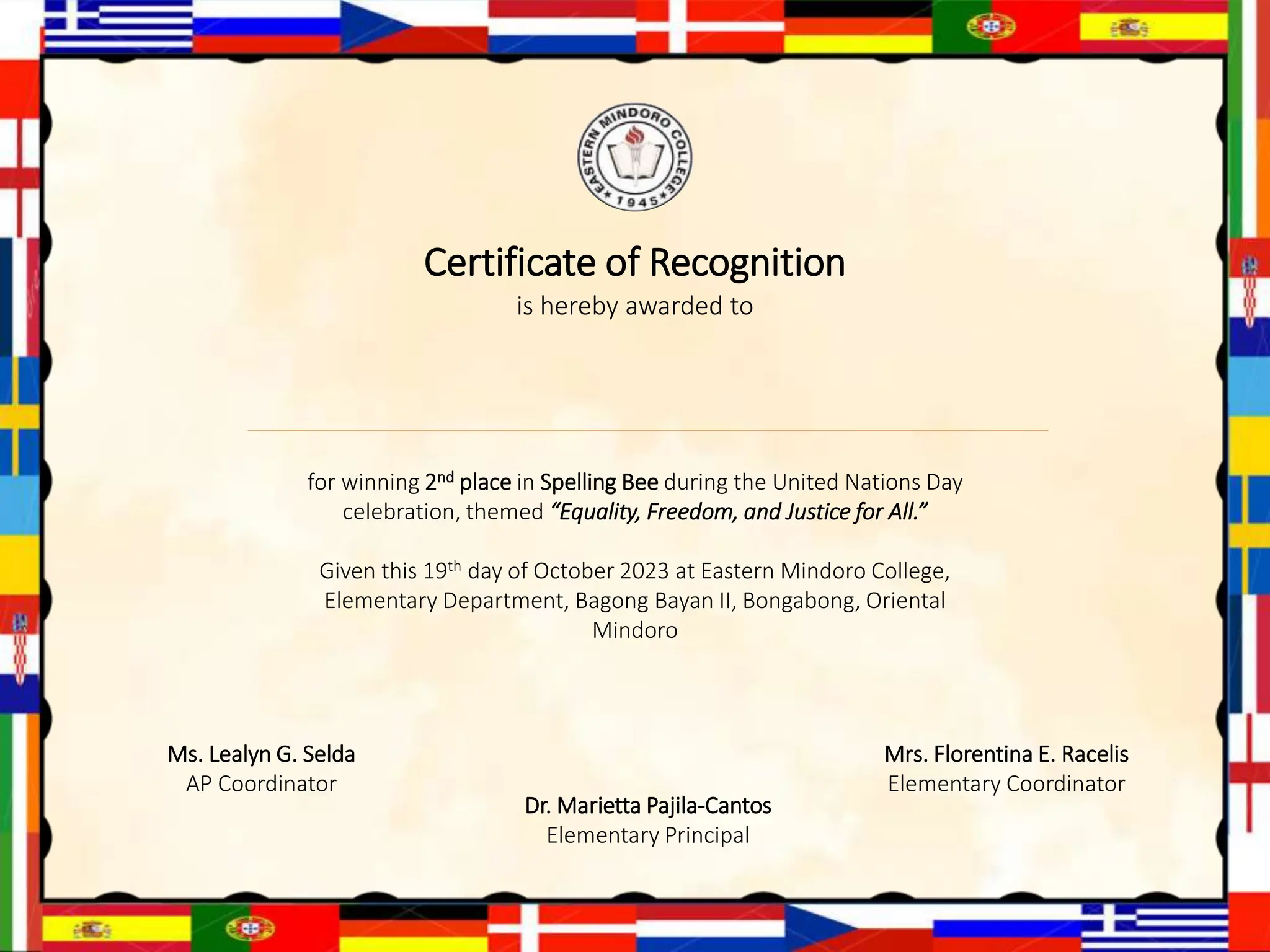 UN CERTIFICATES sample layout for awarding.pptx