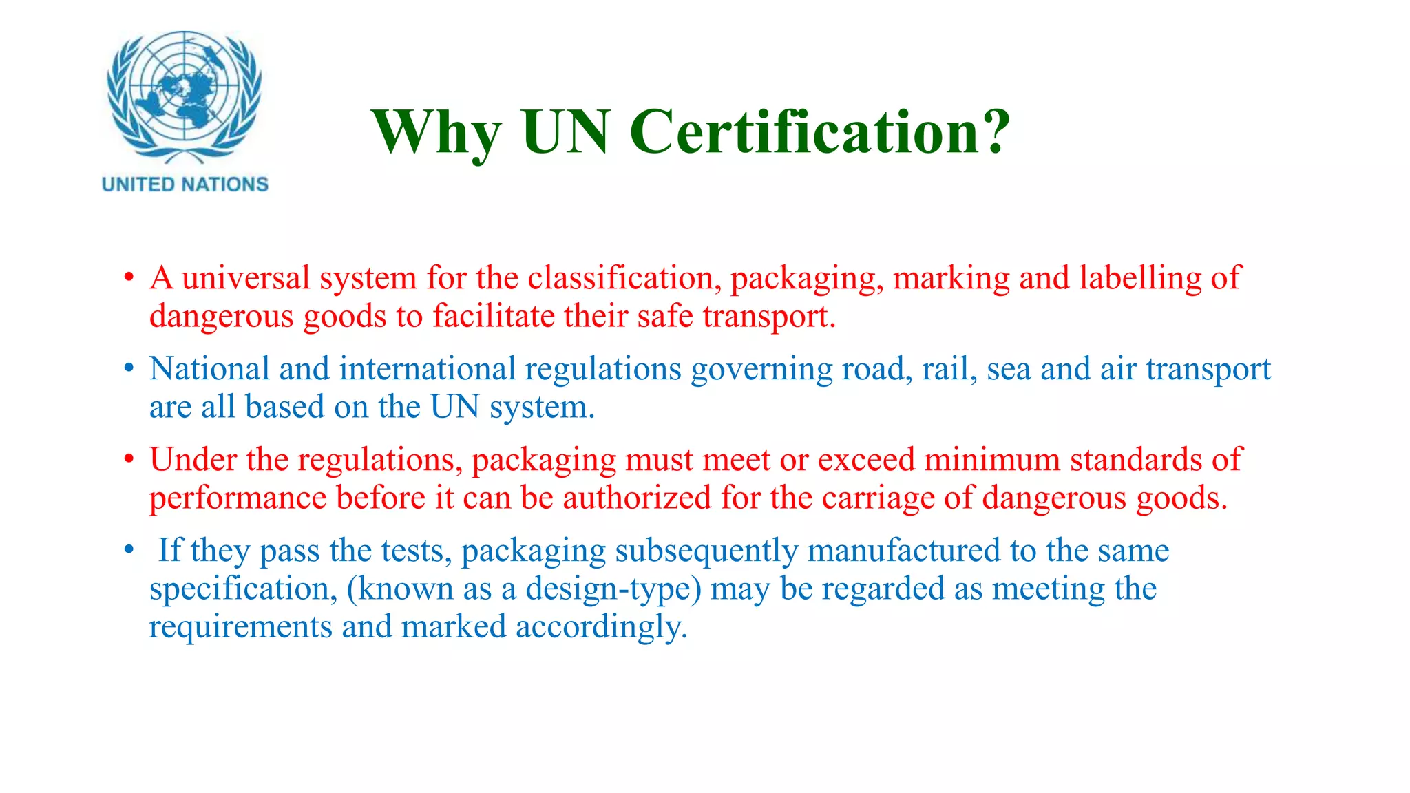 Un certification for Packaging of Hazardous Goods | PPTX