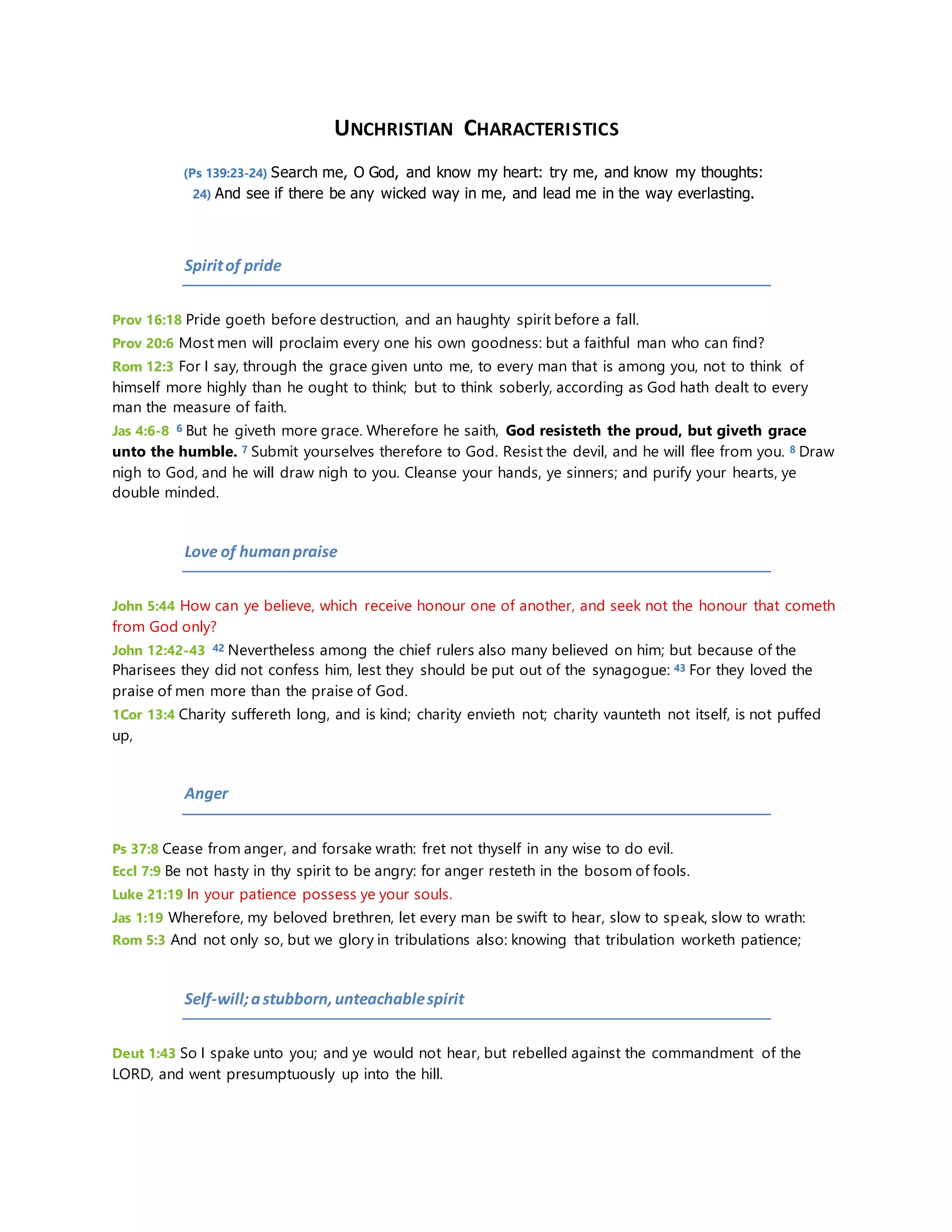 Unchristian characteristics | DOCX