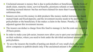 Unclaimed insurance money | PPT