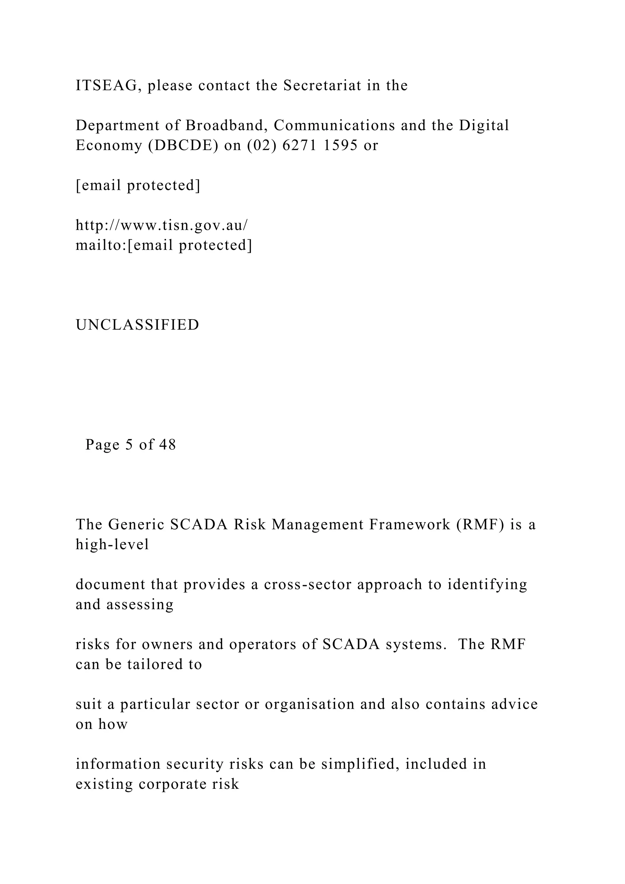 UNCLASSIFIED Generic SCADA Risk Management.docx