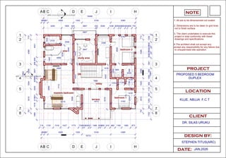 Comprehensive Architectural Plans for a 5-Bedroom Duplex in Abuja | PDF