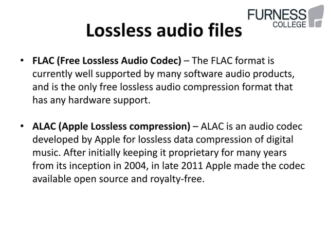 Uncompressed lossless lossy audio | PPT