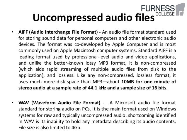 Uncompressed lossless lossy audio Uncompressed lossless lossy audio