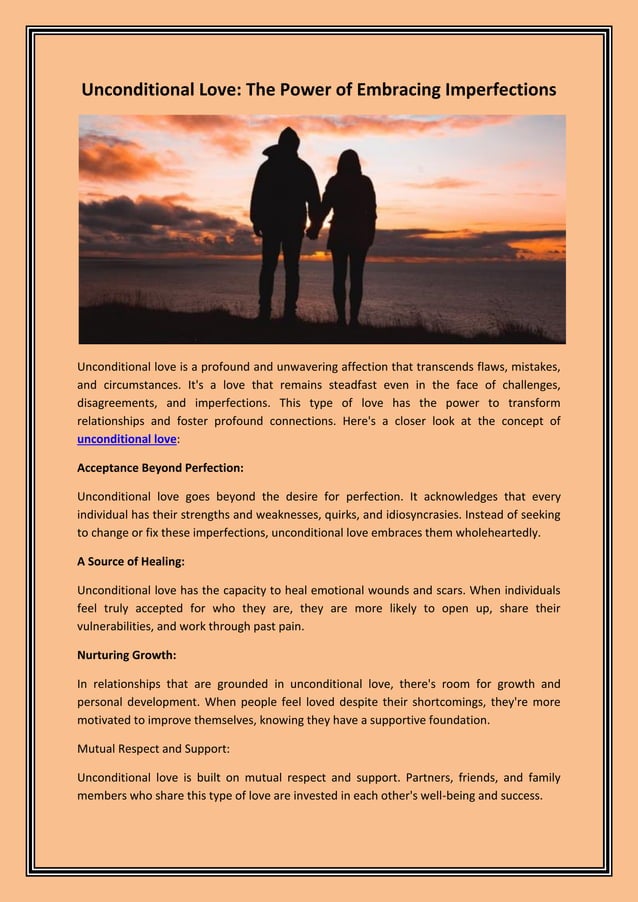Unconditional Love.pdf | Single Life | Family and Relationships