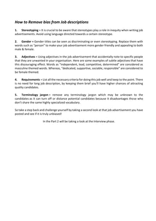 Unconscious Bias Part 1: Job Description | PDF | Debated Sensitive ...