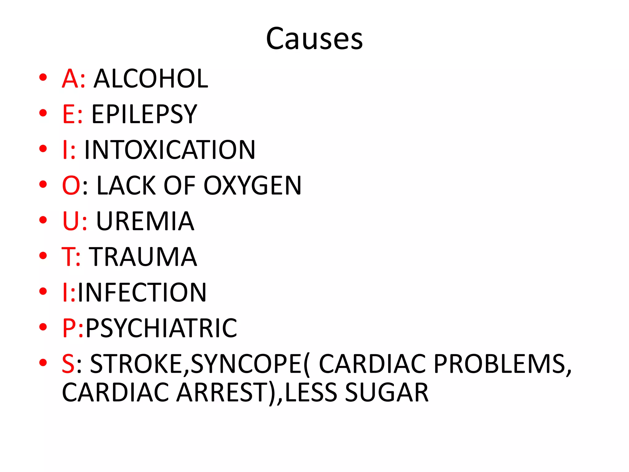 first aid management of patient with unconsciousness | PPTX