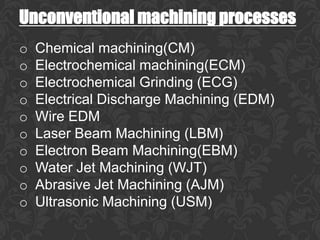 Unconventional machining process | PPTX
