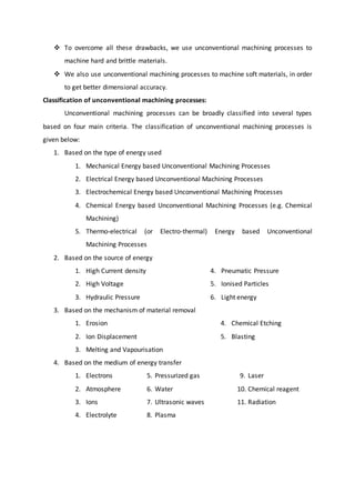 Unconventional machining processes | DOCX