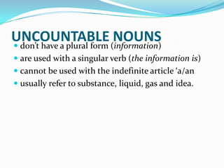 Uncountable nouns | PPT