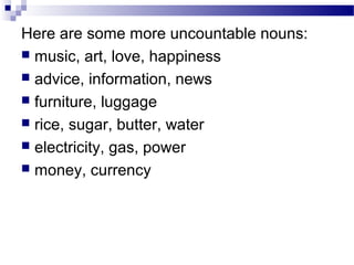Uncountable nouns | PPT