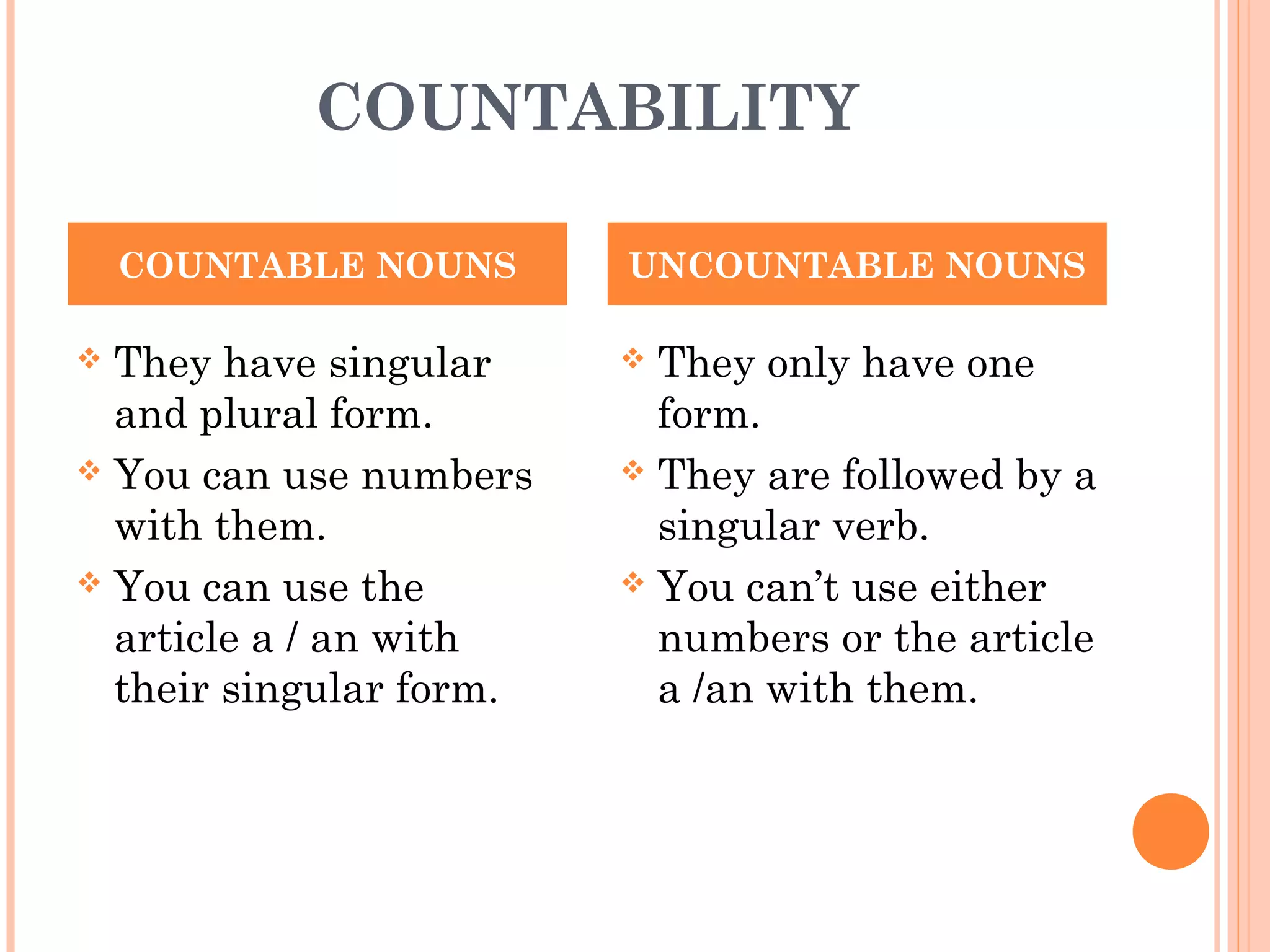 Uncountable nouns and quantifiers | PPT
