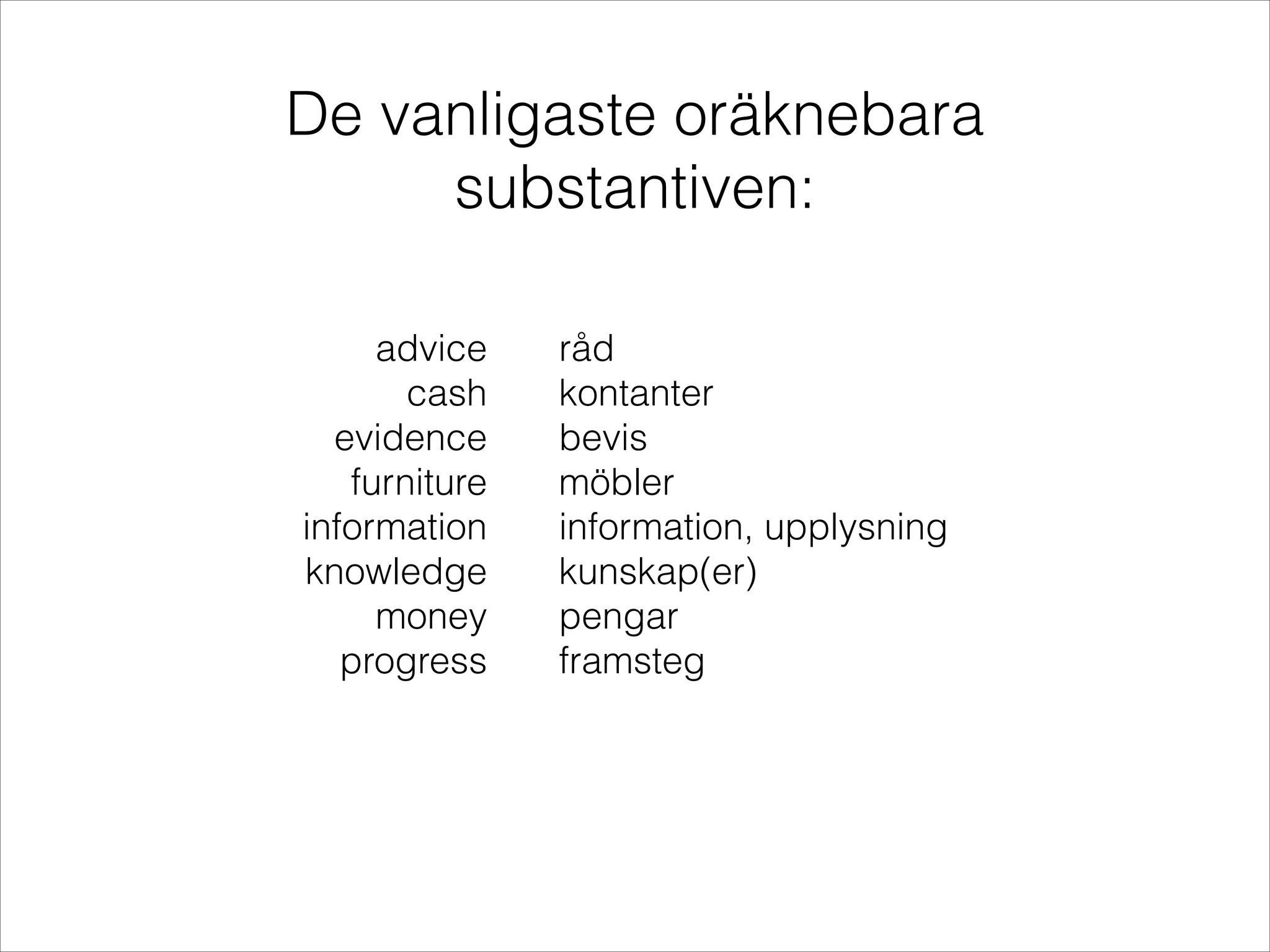 Oräknebara substantiv | PDF