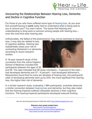 Uncovering the Relationships Between Hearing Loss, Dementia and Decline in Cognitive Function | PDF