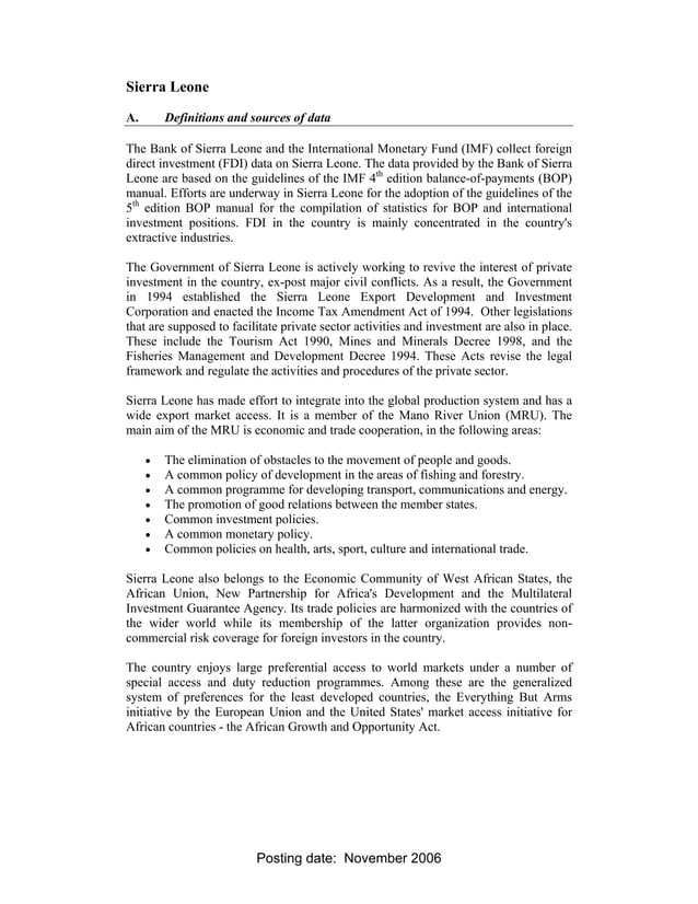 Unctad sl fdi statistics 2006 | PDF