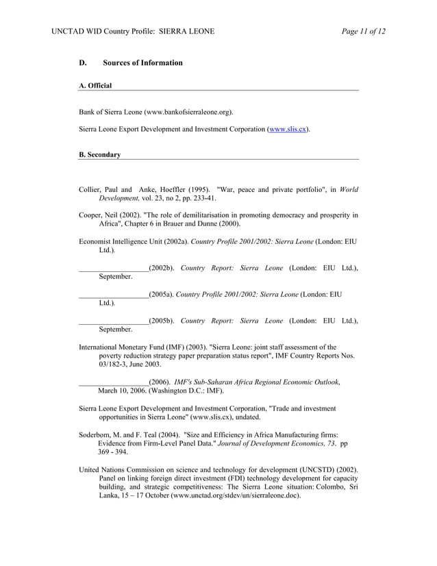 Unctad sl fdi statistics 2006 | PDF