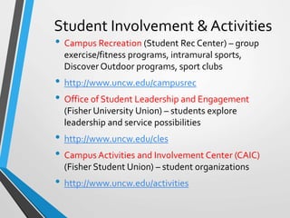 UNCW Campus Resources | PPTX | Undergraduate Education | College Education