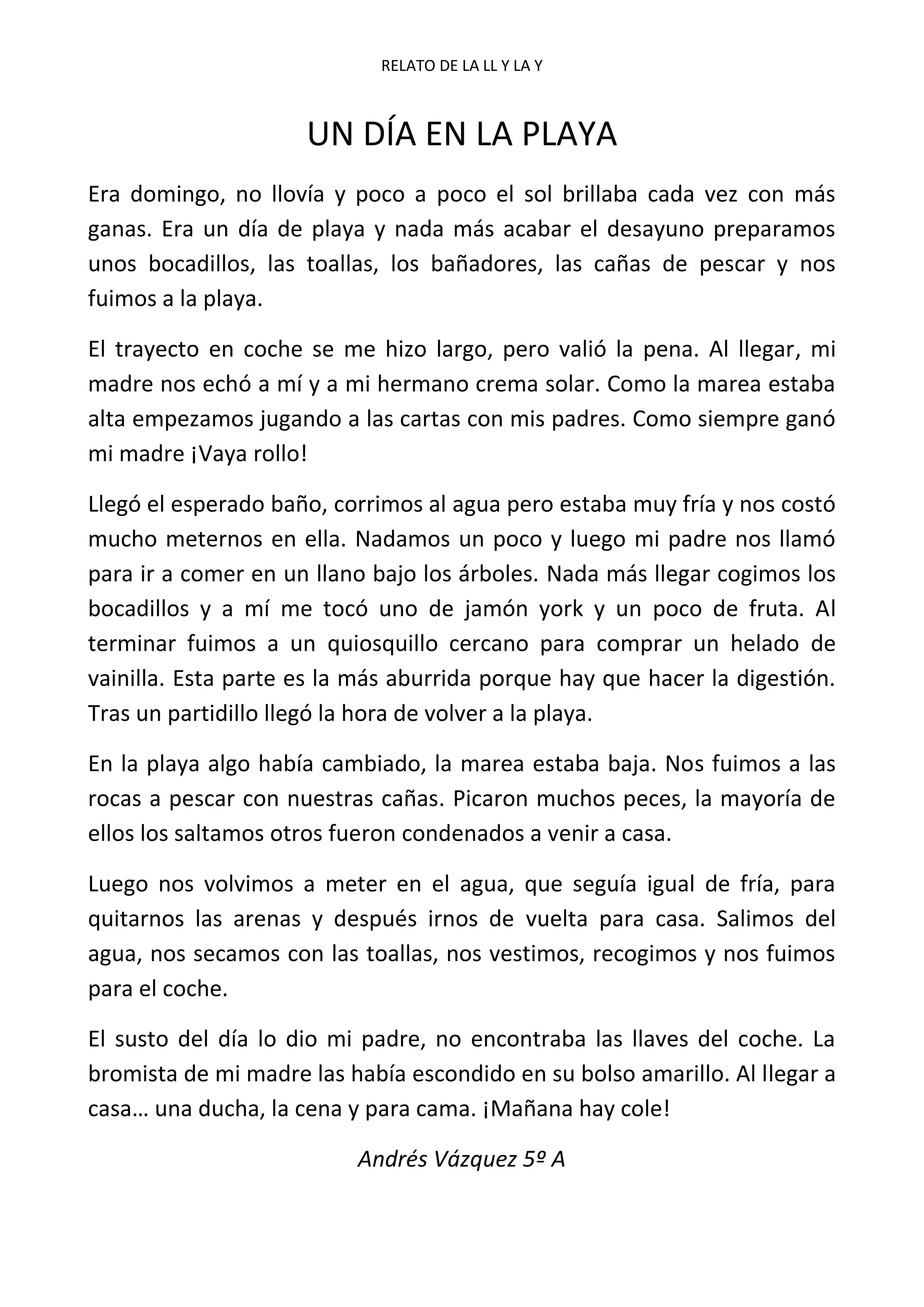 Un día de playa | DOCX