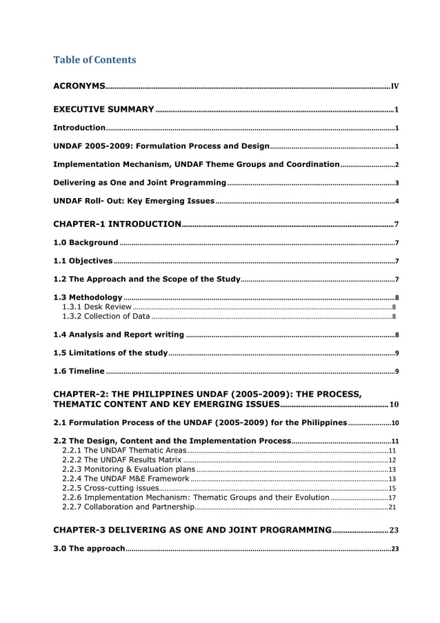 UNDAF Lessons Learned Executive Summary | PDF