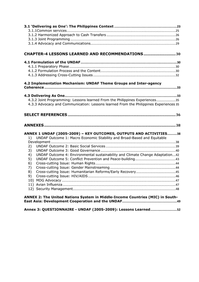 UNDAF Lessons Learned Executive Summary | PDF