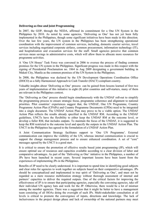 UNDAF Lessons Learned Executive Summary | PDF