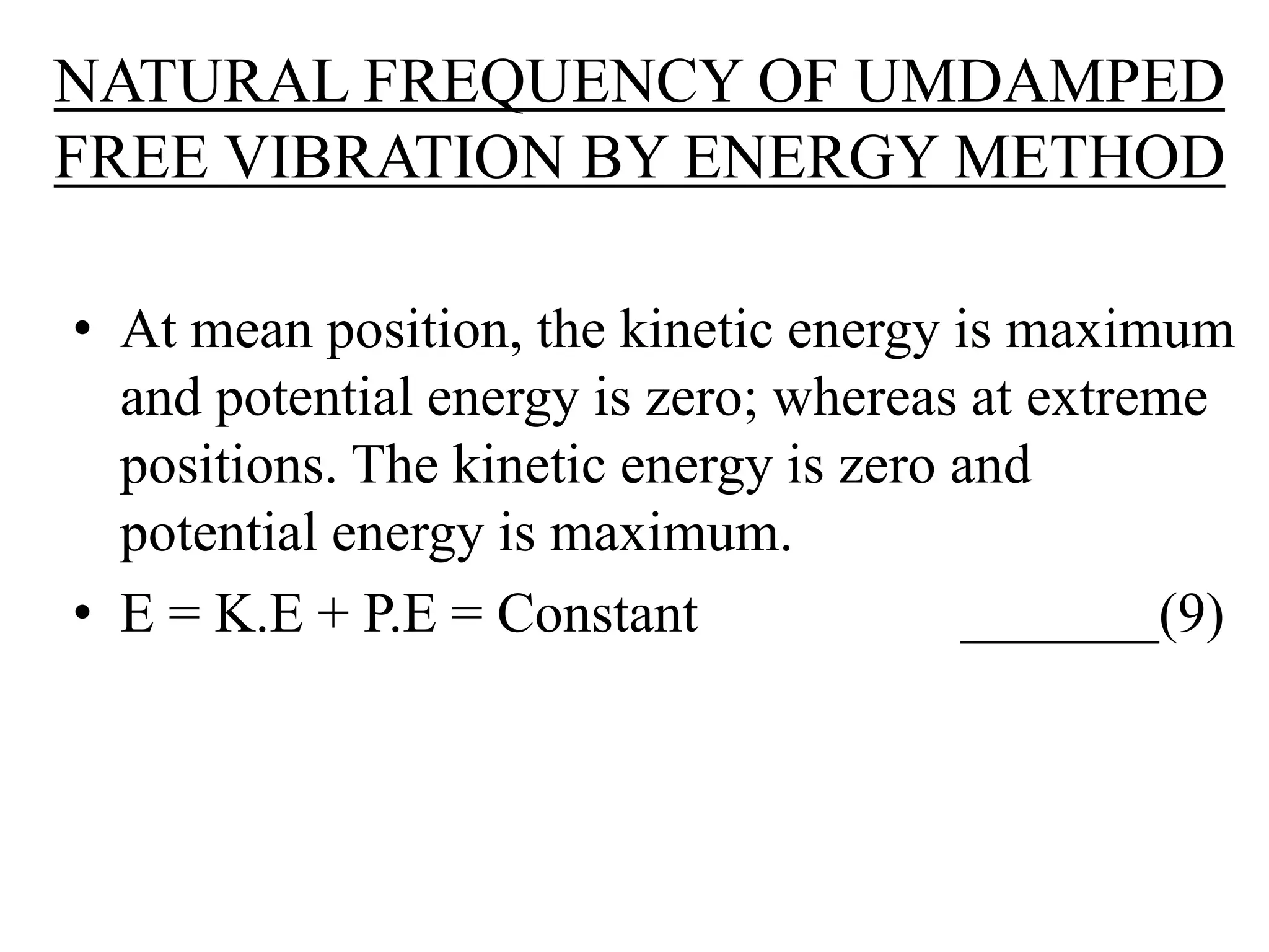 Undamped Free Vibration | PPTX