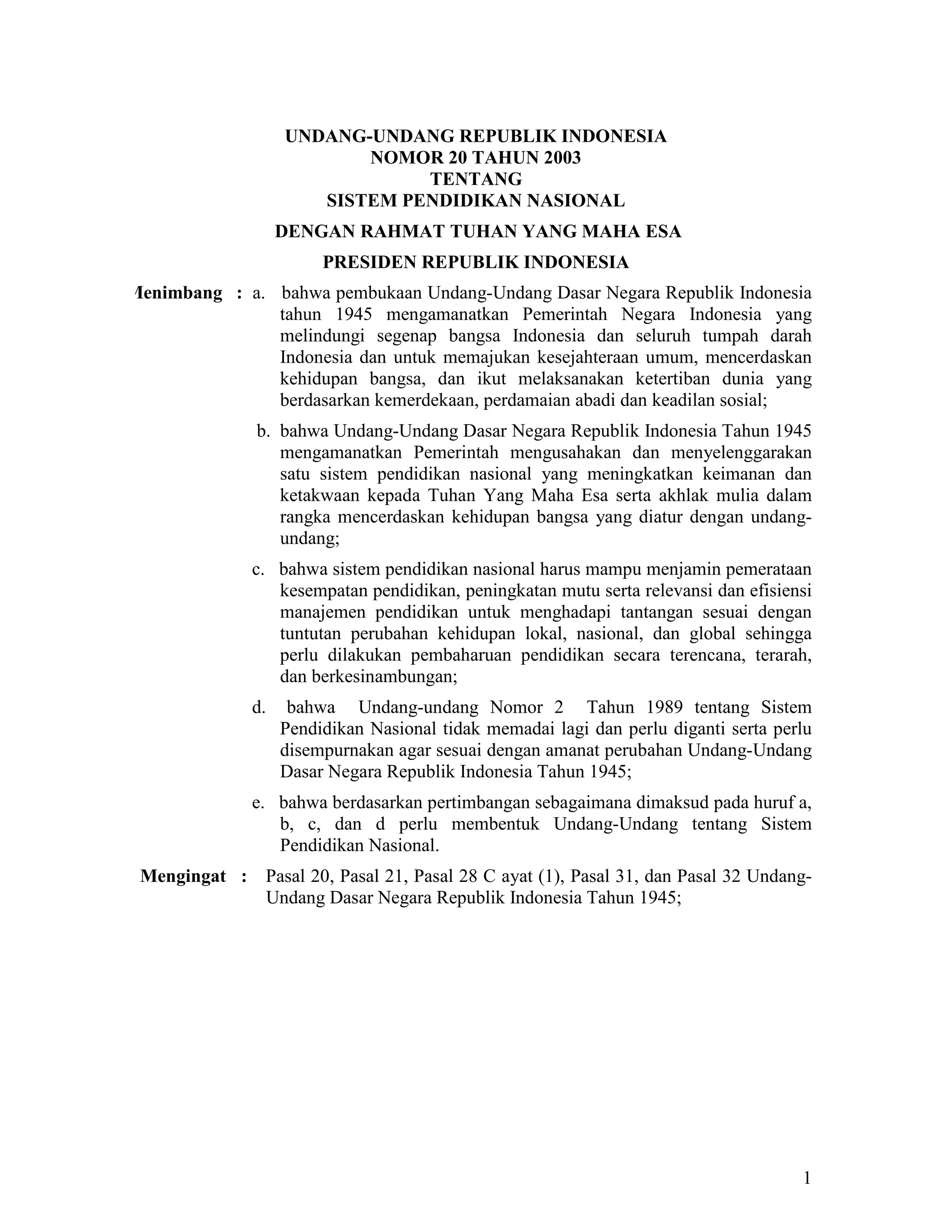 Undang undang-no-20-tentang-sisdiknas | PDF