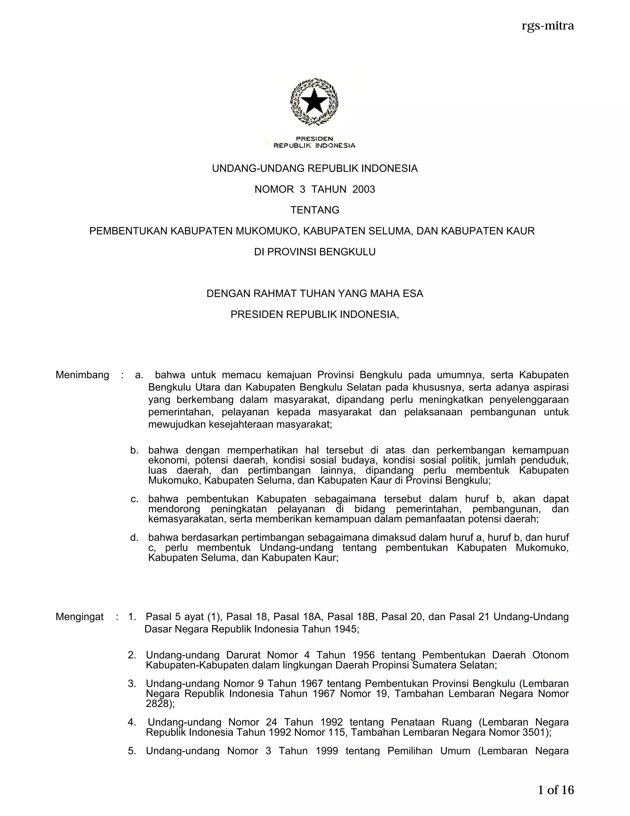 Undang undang-nomor-3-tahun-2003 | PDF