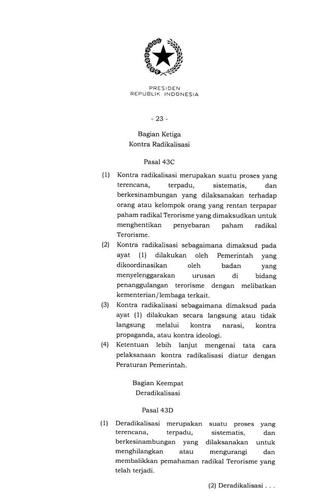 Undang-Undang (UU) No 5 Tahun 2018 tentang Pemberantasan Tindak Pidana ...