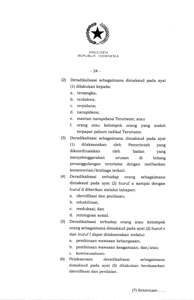 Undang-Undang (UU) No 5 Tahun 2018 tentang Pemberantasan Tindak Pidana Terorisme | PDF