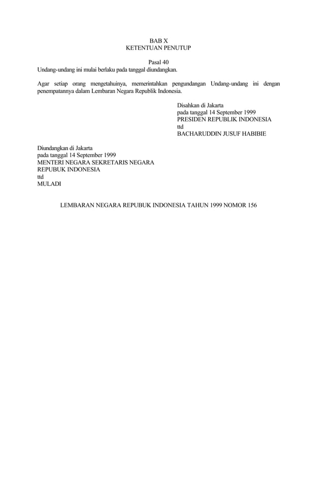 Undang undang hublu 37 tahun 99 | PDF