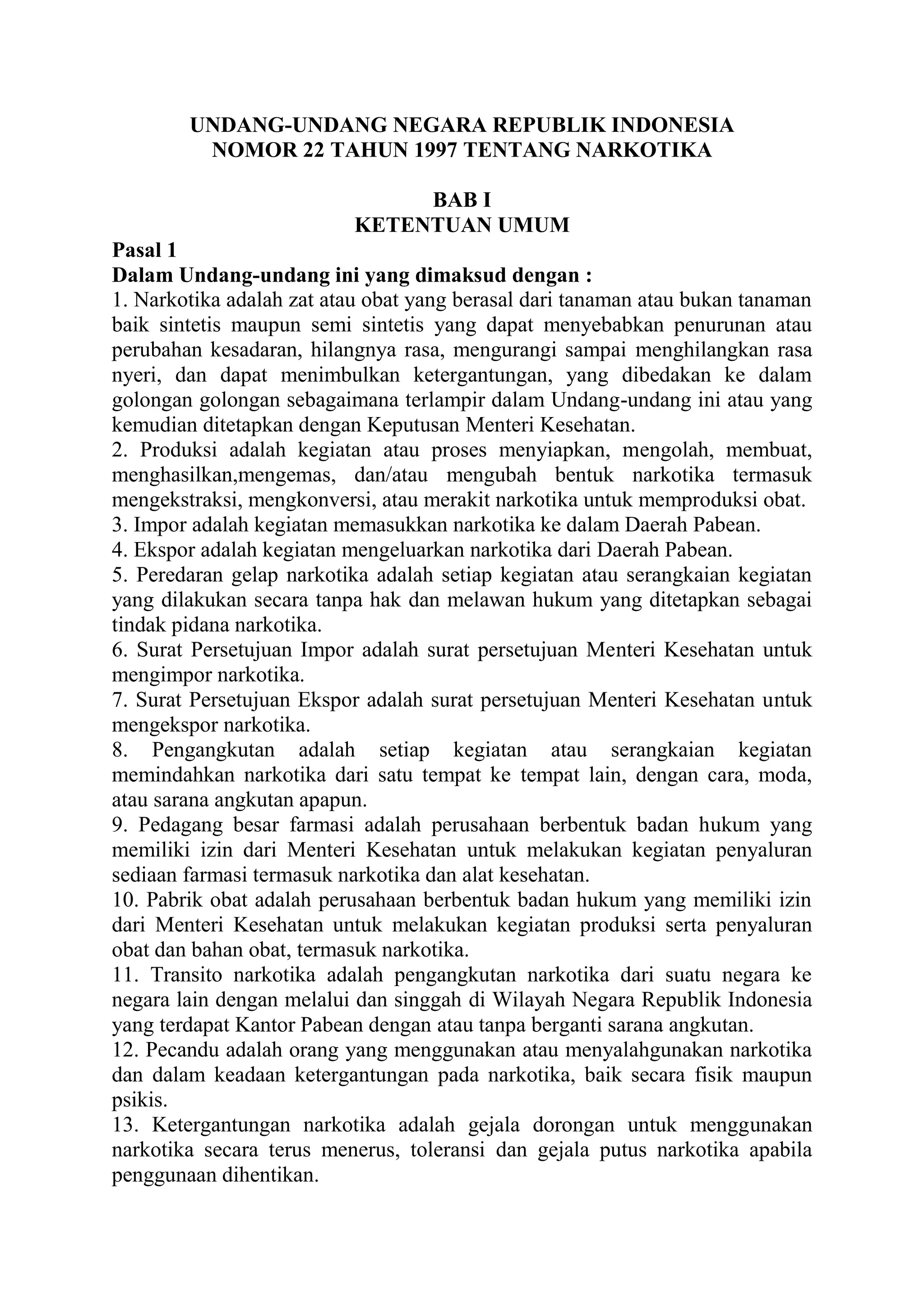 Undang undang narkotika 1997 | PDF