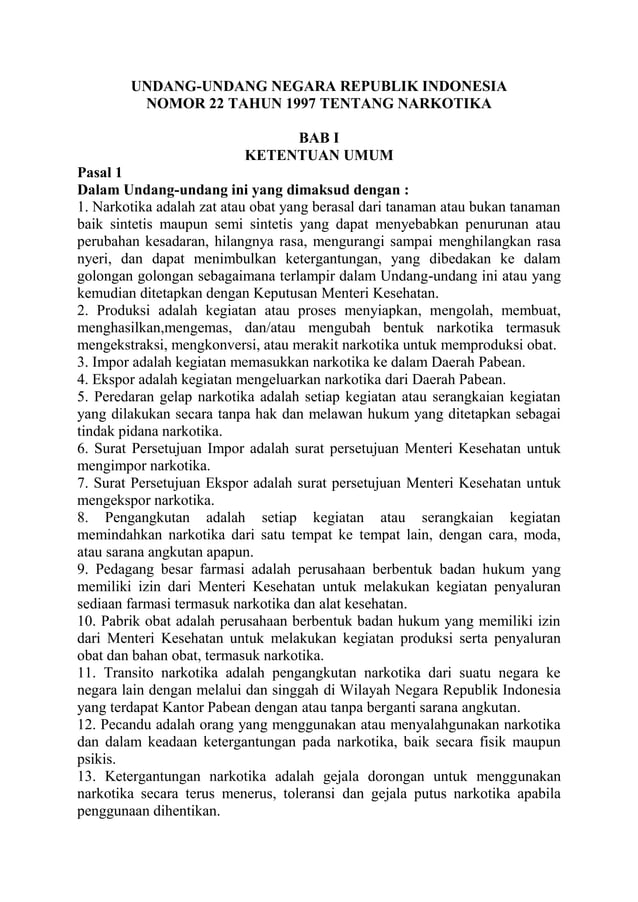 Undang undang narkotika 1997 | PDF