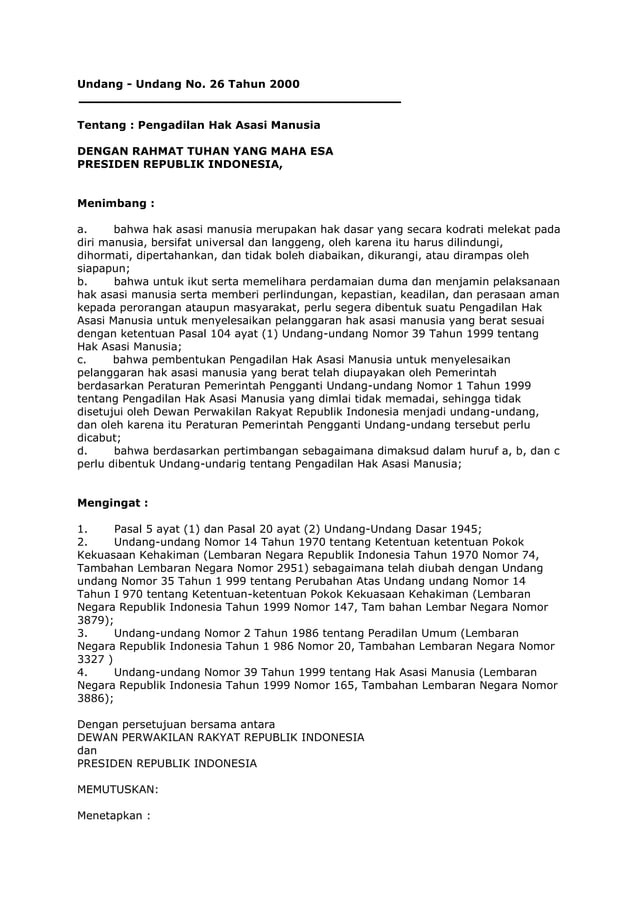 Undang undang no 26 tahun 2000 | PDF