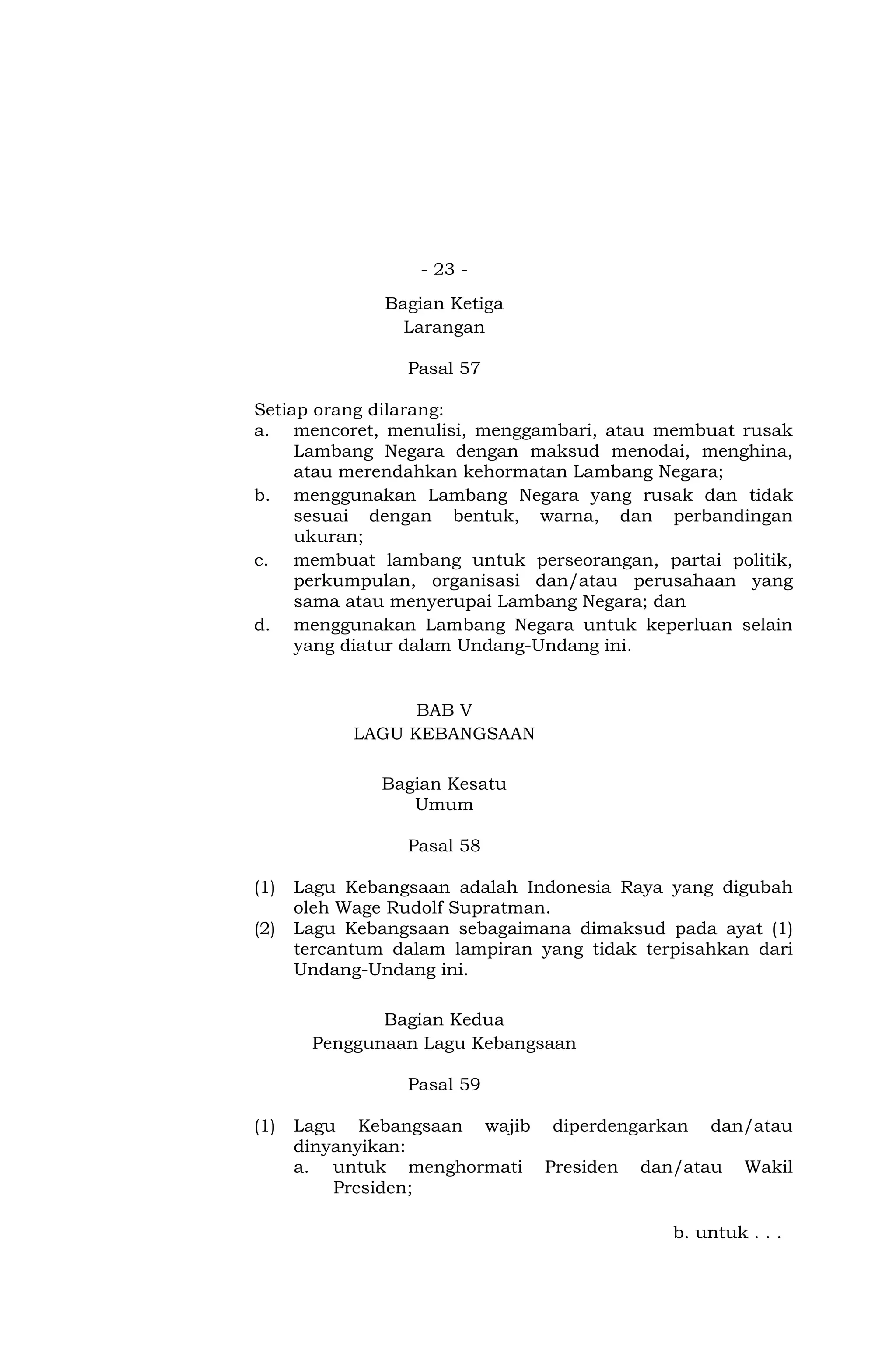 Undang-undang Republik Indonesia No. 024 Tahun 2009 tentang Bendera ...
