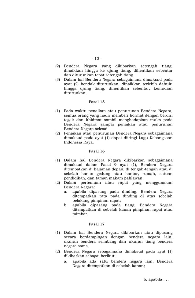 Undang-undang Republik Indonesia No. 024 Tahun 2009 tentang Bendera ...