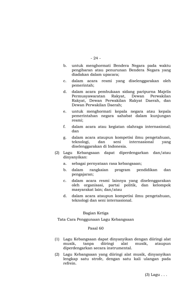 Undang-undang Republik Indonesia No. 024 Tahun 2009 tentang Bendera ...