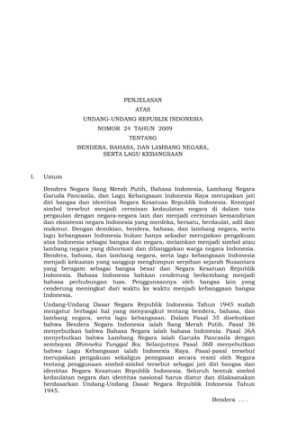 Undang-undang Republik Indonesia No. 024 Tahun 2009 tentang Bendera ...
