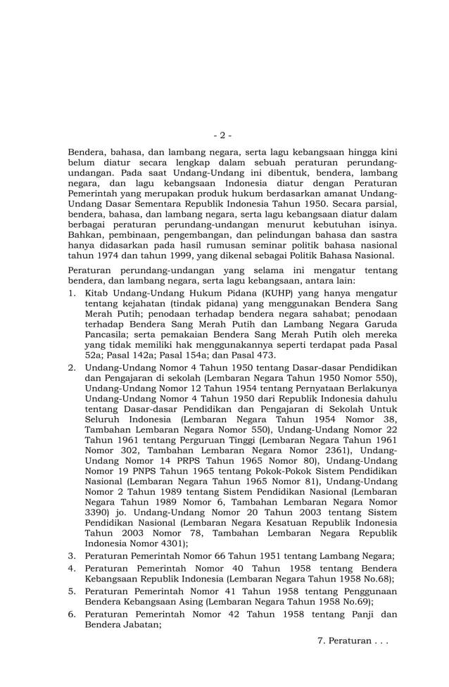 Undang-undang Republik Indonesia No. 024 Tahun 2009 tentang Bendera ...